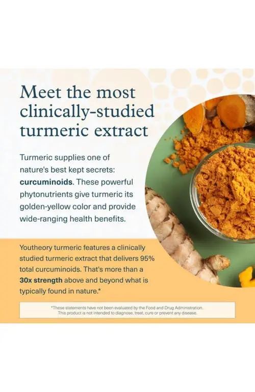 YOUTHEORY Extra Strength Turmeric Curcumin Joint Support Supplement 60 Vegetarian Capsules