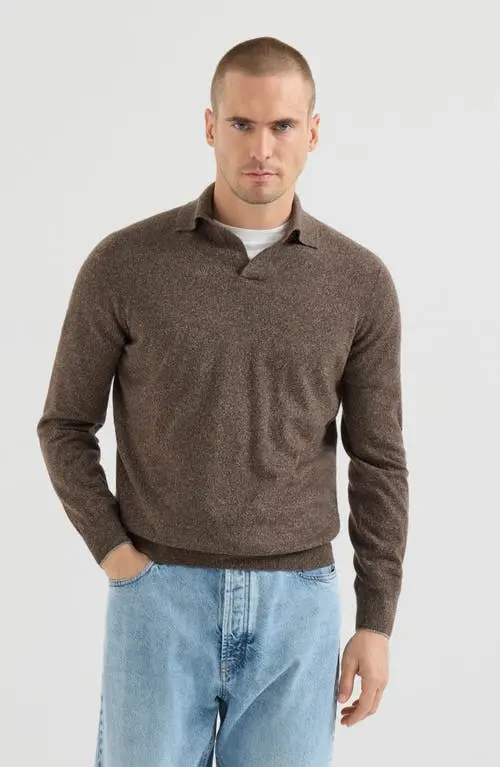 Brunello Cucinelli Mouliné Cashmere Knit Polo