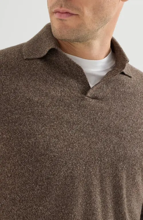 Brunello Cucinelli Mouliné Cashmere Knit Polo