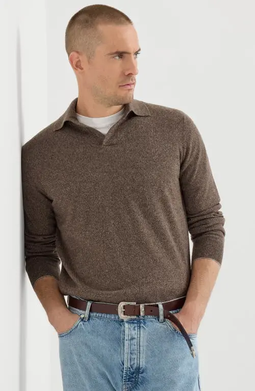Brunello Cucinelli Mouliné Cashmere Knit Polo