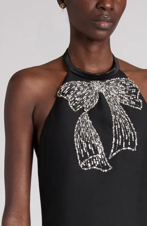 Valentino Garavani Embroidered Sequin Bow Wool & Silk Crepe Couture Minidress