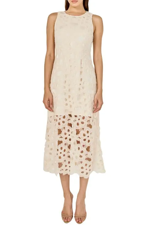 Endless Rose Pearl Floral Lace Midi Dress