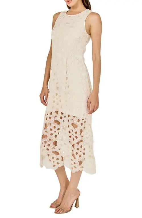 Endless Rose Pearl Floral Lace Midi Dress