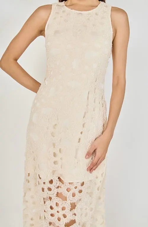 Endless Rose Pearl Floral Lace Midi Dress
