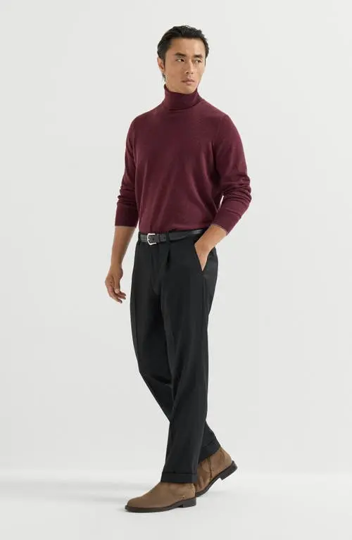 Brunello Cucinelli Virgin Wool Flannel Pleated Trousers - Black