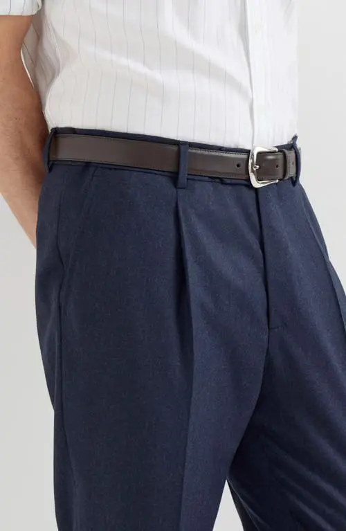 Brunello Cucinelli Virgin Wool Flannel Trousers With Pleat
