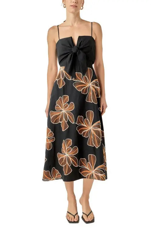 English Factory Embroidered Sleeveless Midi Dress