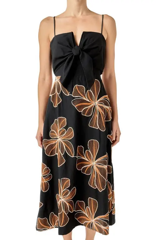 English Factory Embroidered Sleeveless Midi Dress