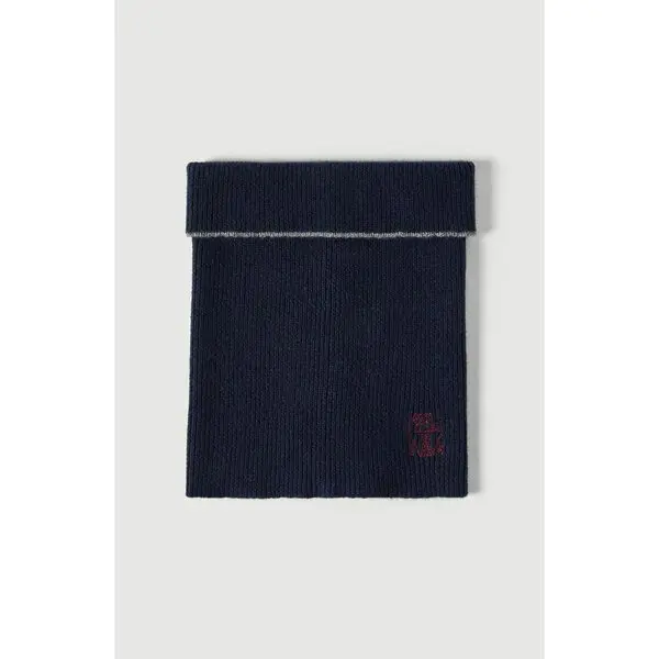 Brunello Cucinelli Cashmere Rib Knit Neck Warmer - Blue
