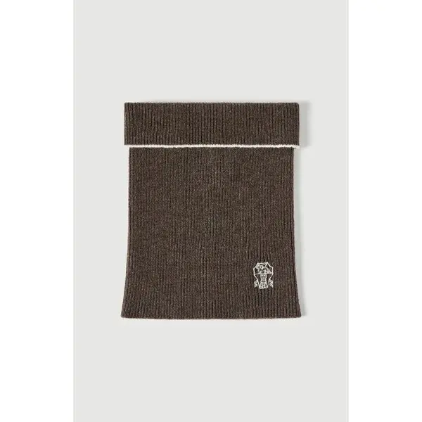 Brunello Cucinelli Cashmere Rib Knit Neck Warmer - Brown
