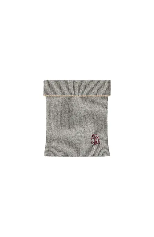 Brunello Cucinelli Cashmere Rib Knit Neck Warmer - Light Grey