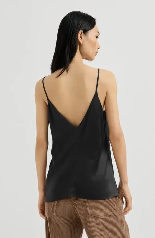 Brunello Cucinelli Stretch Silk Satin Camisole - Black