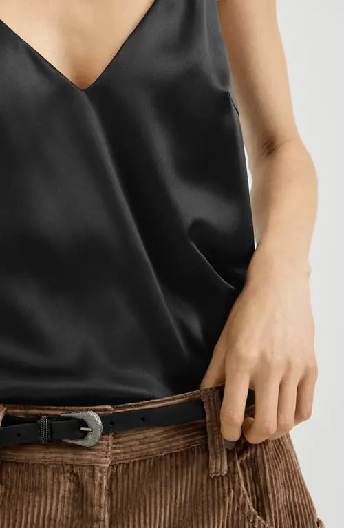 Brunello Cucinelli Stretch Silk Satin Camisole - Black