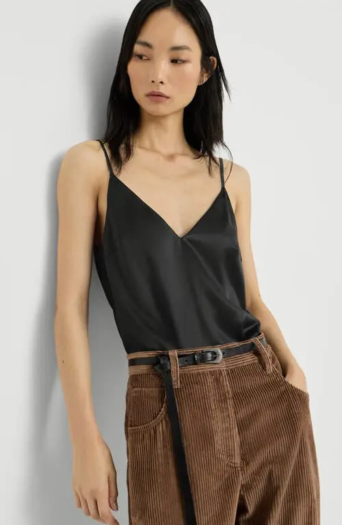 Brunello Cucinelli Stretch Silk Satin Camisole - Black