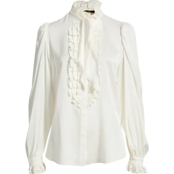 Kobi Halperin North Tie Neck Silk Blend Blouse - Ivory