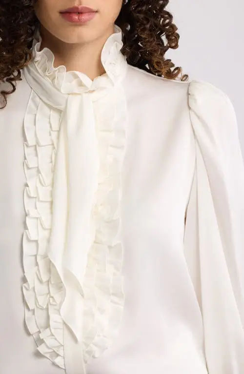 Kobi Halperin Silk Blend Tie Neck Blouse - Ivory