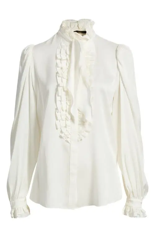Kobi Halperin Silk Blend Tie Neck Blouse - Ivory