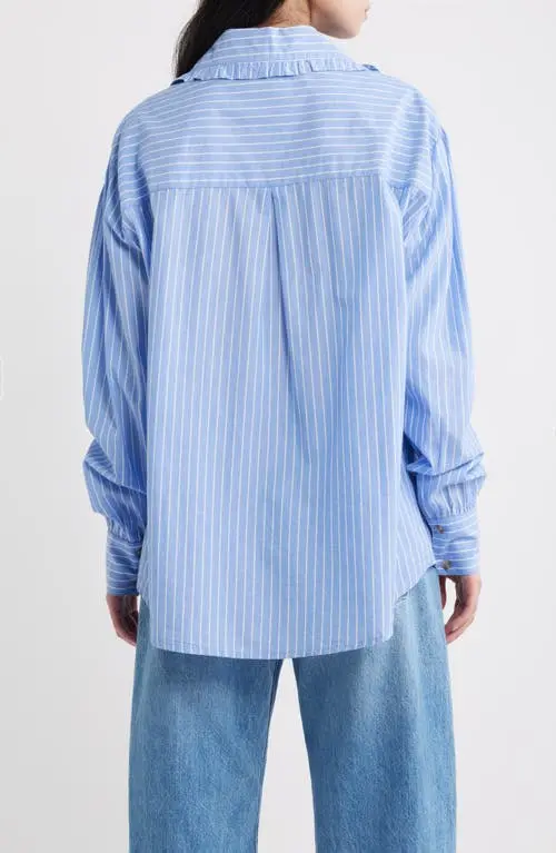 DAMSON MADDER Kendall Organic Cotton Striped Shirt With Ruffle Trim