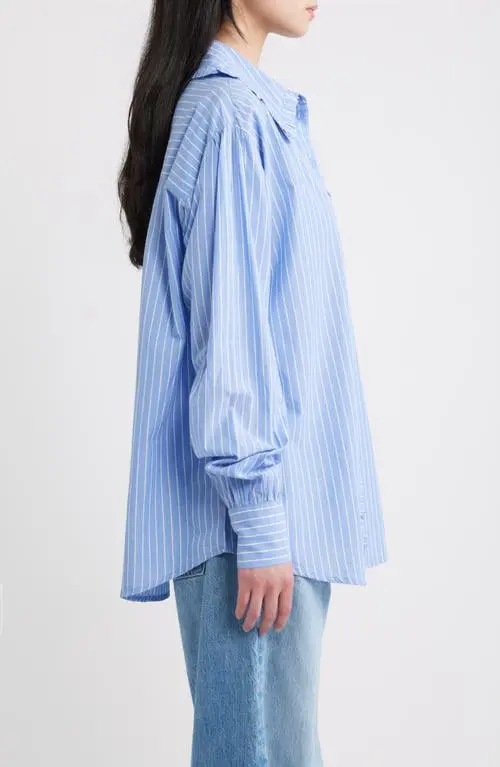 DAMSON MADDER Kendall Organic Cotton Striped Shirt With Ruffle Trim