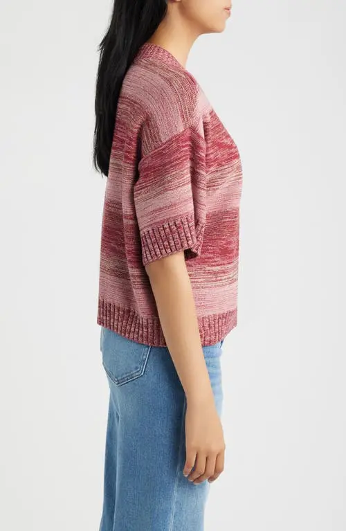 CITY BLUES Broome Melange Stripe Crewneck Sweater - Cherry