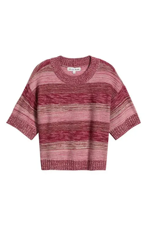 CITY BLUES Broome Melange Stripe Crewneck Sweater - Cherry