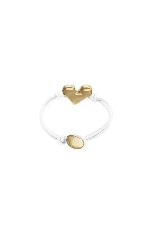 UNODE50 White Leather Bracelet With 18k -plated Heart Detail
