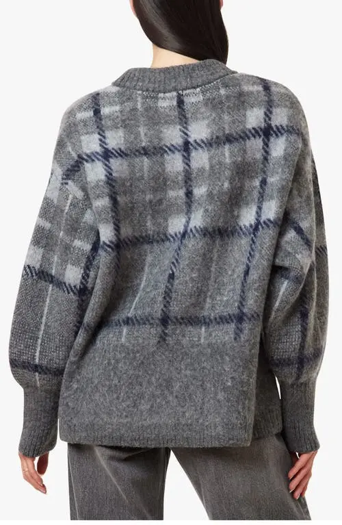 Habitual Brushed Plaid Crewneck Sweater