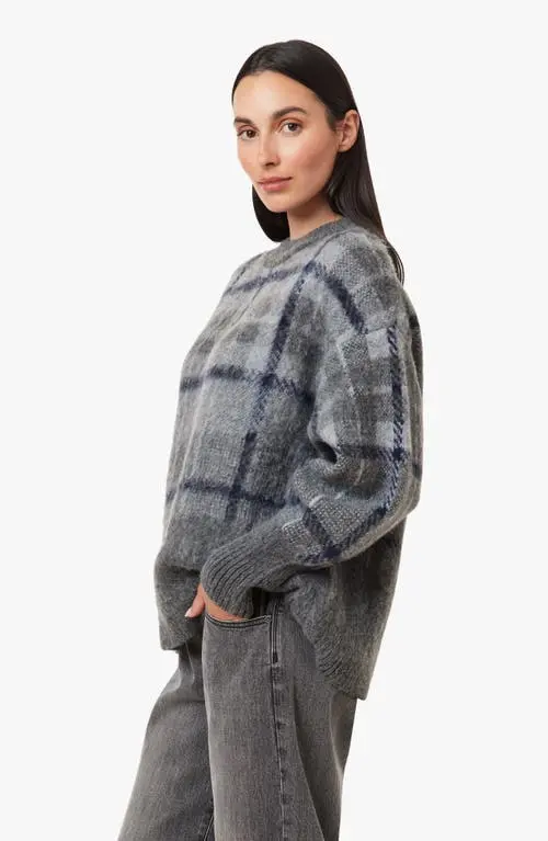 Habitual Brushed Plaid Crewneck Sweater