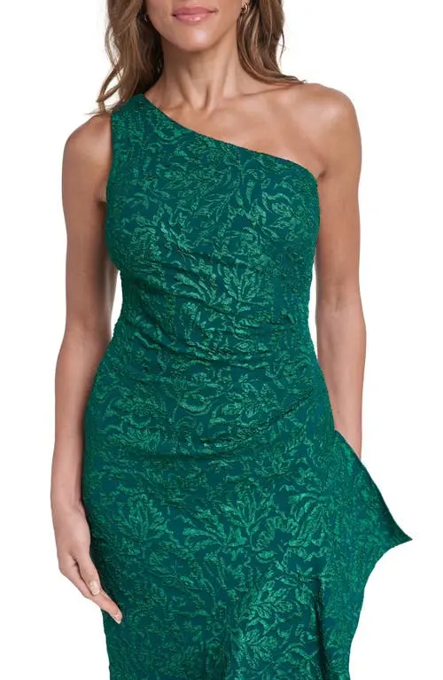 Eliza J One Shoulder Floral Jacquard Gown