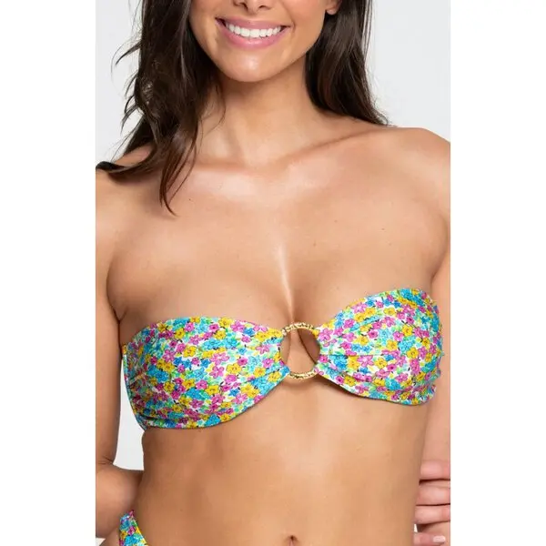 BRIGHT SWIMWEAR Hana Bandeau Top With Textured Gold Ring