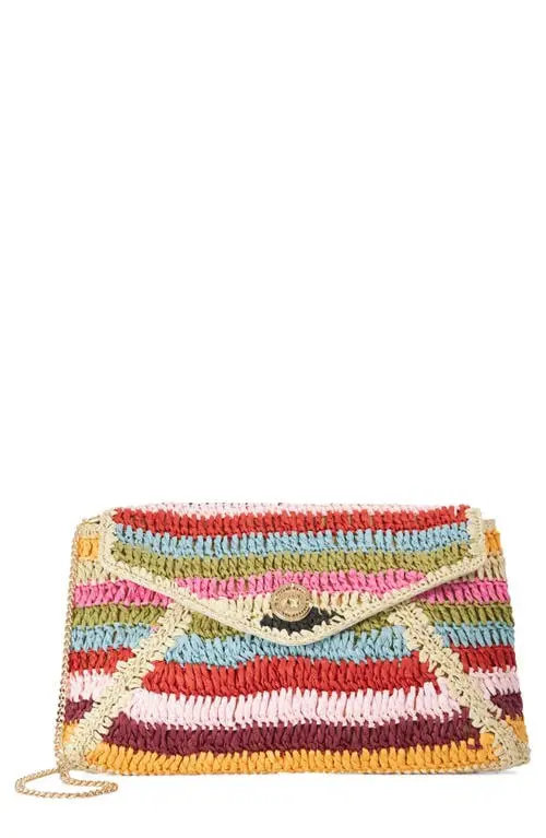 Dune London Essentials Stripe Straw Clutch
