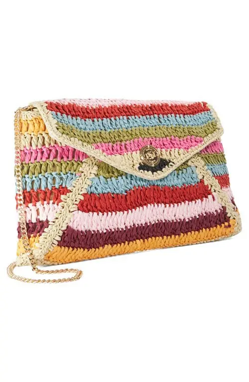 Dune London Essentials Stripe Straw Clutch