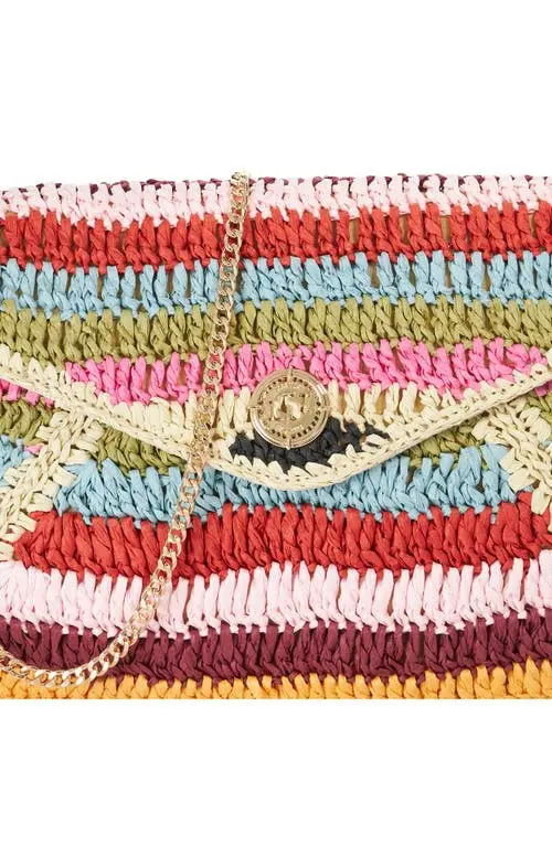 Dune London Essentials Stripe Straw Clutch
