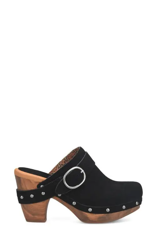 Kork-Ease® Gemnini Studded Leather Clogs - Black Suede
