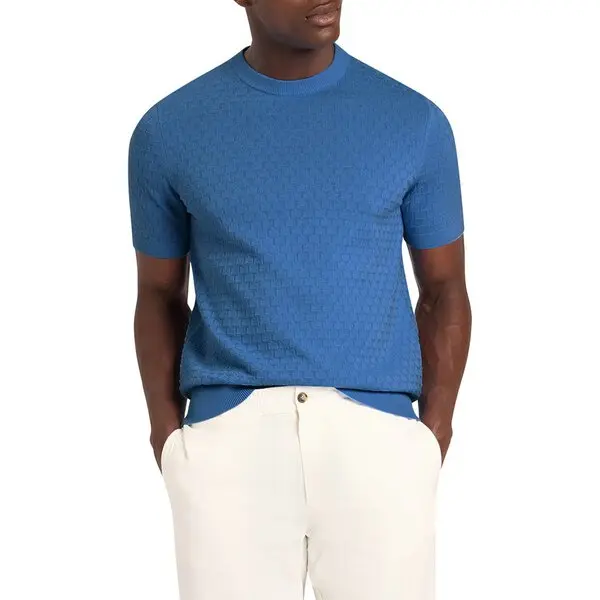 Ted Baker London Ingvi Cotton & Wool Knit T-shirt - Blue