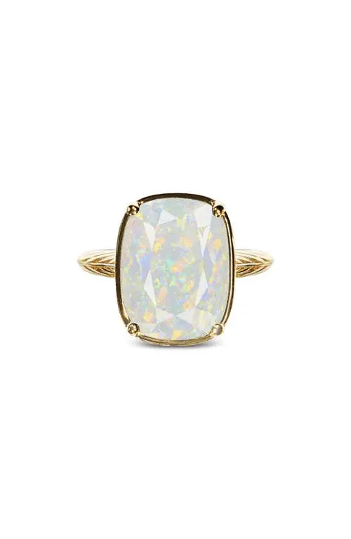 Sterling Forever Simulated Opal Sterling Elongated Cushion Ring - Gold