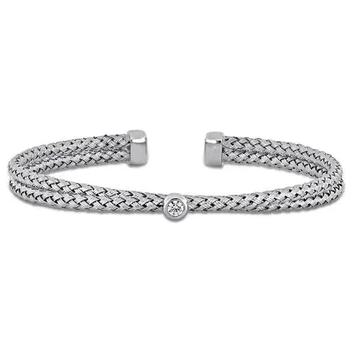 JULIANNA B. Cubic Zirconia Crossover Bangle Bracelet - Sterling Silver