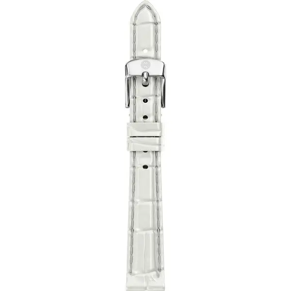 Michele Croc Embossed Leather 12mm Apple Watch® Watchband - White