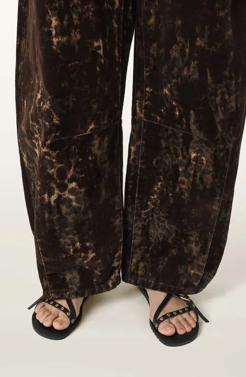 ALLSAINTS Jett Flock Leopard Print Wide Leg Jeans