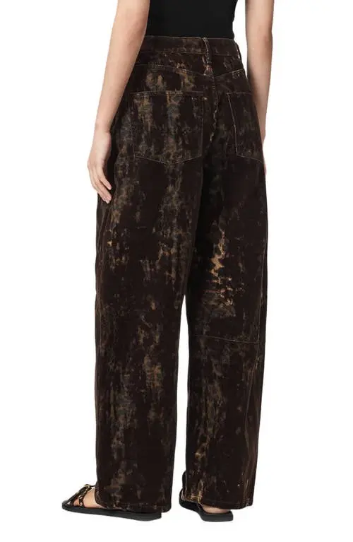 ALLSAINTS Jett Flock Leopard Print Wide Leg Jeans