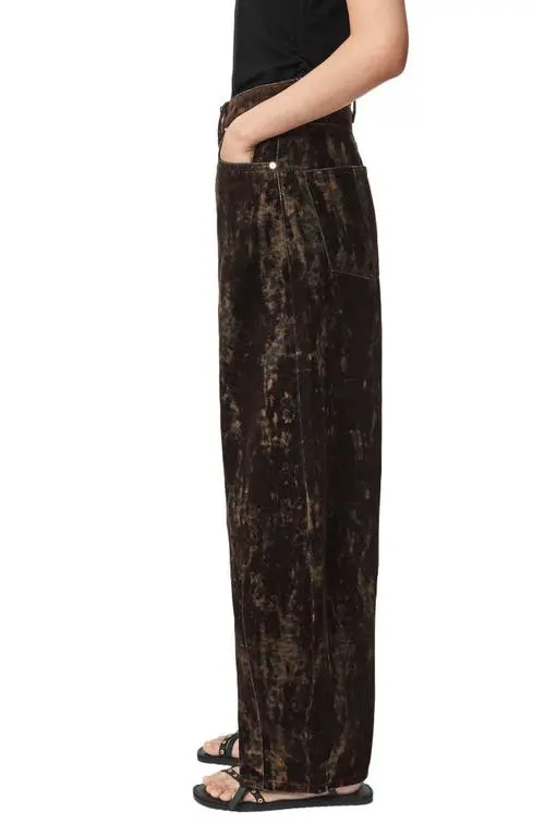 ALLSAINTS Jett Flock Leopard Print Wide Leg Jeans