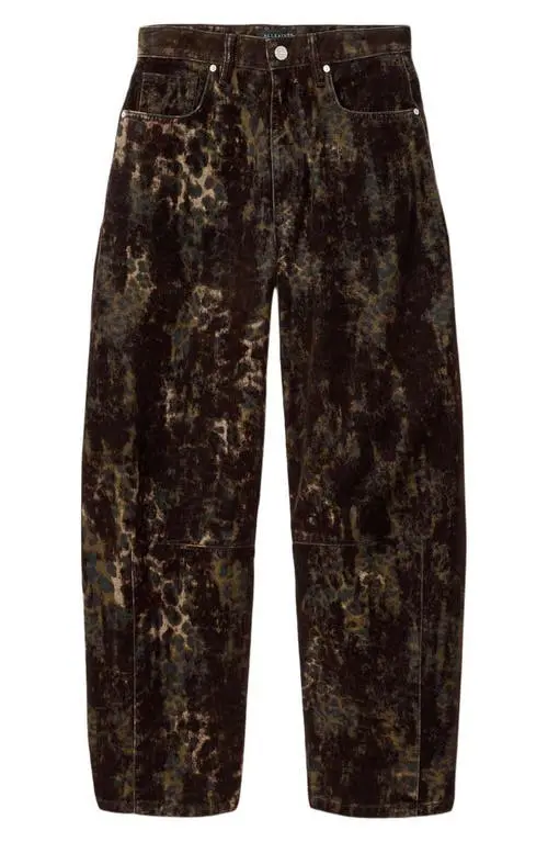 ALLSAINTS Jett Flock Leopard Print Wide Leg Jeans
