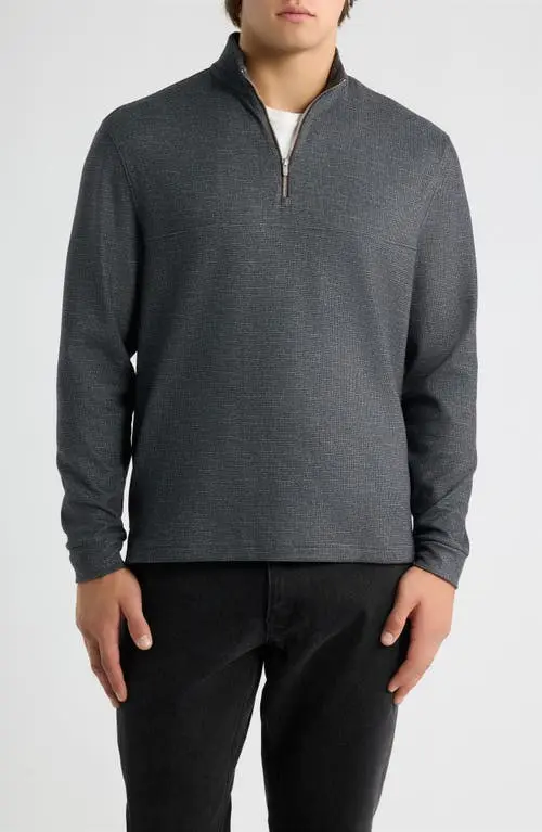 Johnnie-o Mikey Printed Check Quarter Zip Pullover - Coffee
