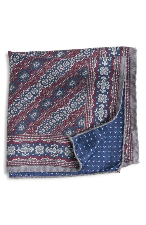 JACK VICTOR Paisley Pocket Square - Bordeaux