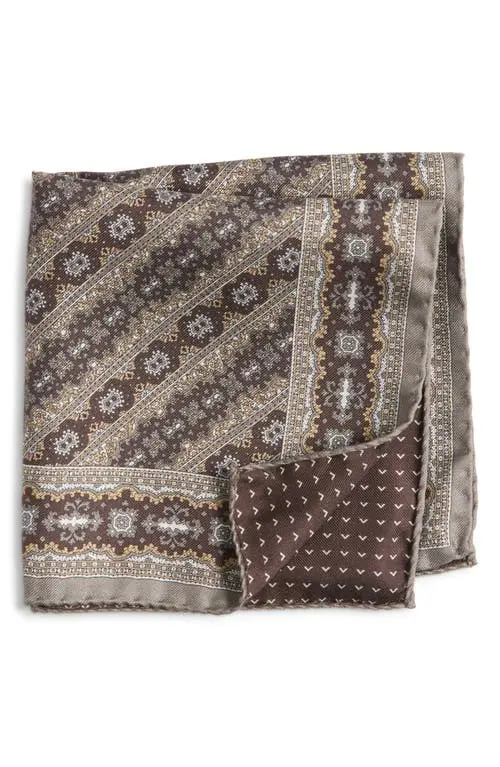 JACK VICTOR Paisley Pocket Square - Dark Tan