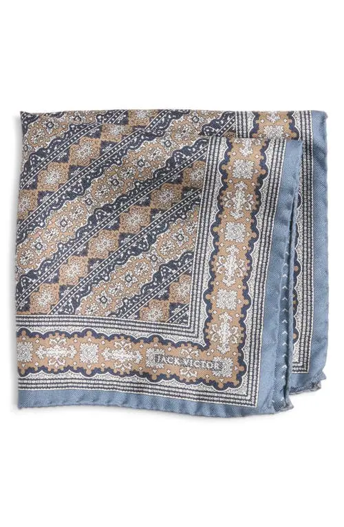 JACK VICTOR Paisley Pocket Square - Midnight