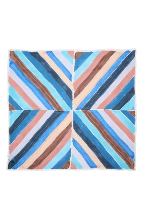 Echo Painted Chevron Print Silk Square Scarf - Denim Blue