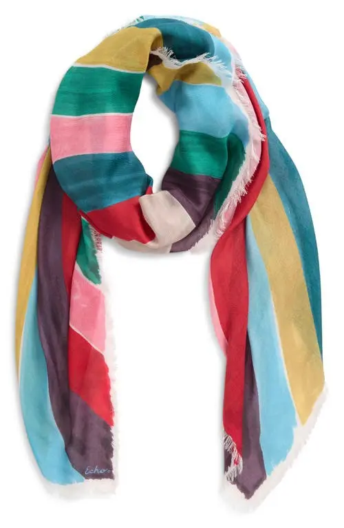 Echo Painted Chevron Print Silk Square Scarf - Multi