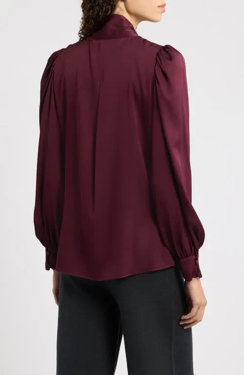 Kobi Halperin Selena Silk Pussy Bow Blouse - Berry