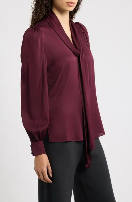 Kobi Halperin Selena Silk Pussy Bow Blouse - Berry